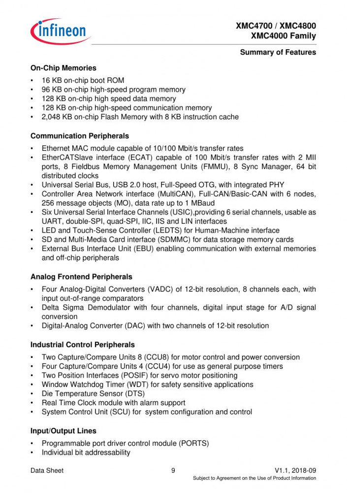 XMC4700/XMC4800 datasheet page 9