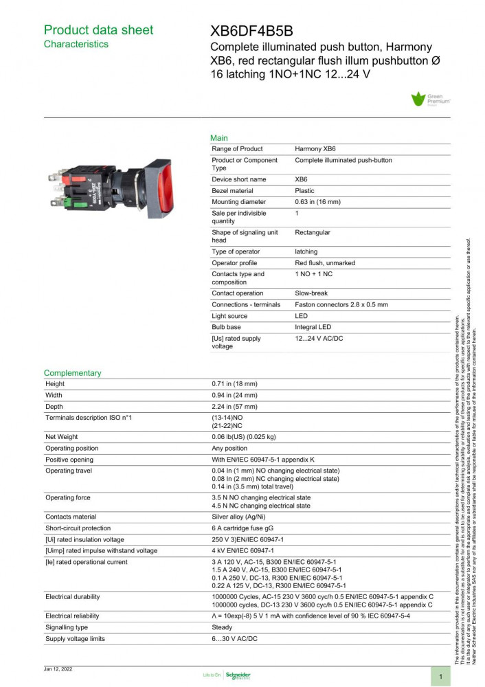 XB6DF4B5B technical document page 1