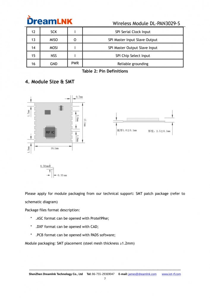 DL-PAN3029-S datasheet page 7