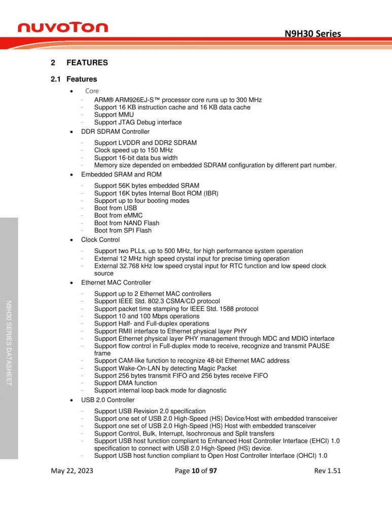 N9H30 datasheet preview page 10