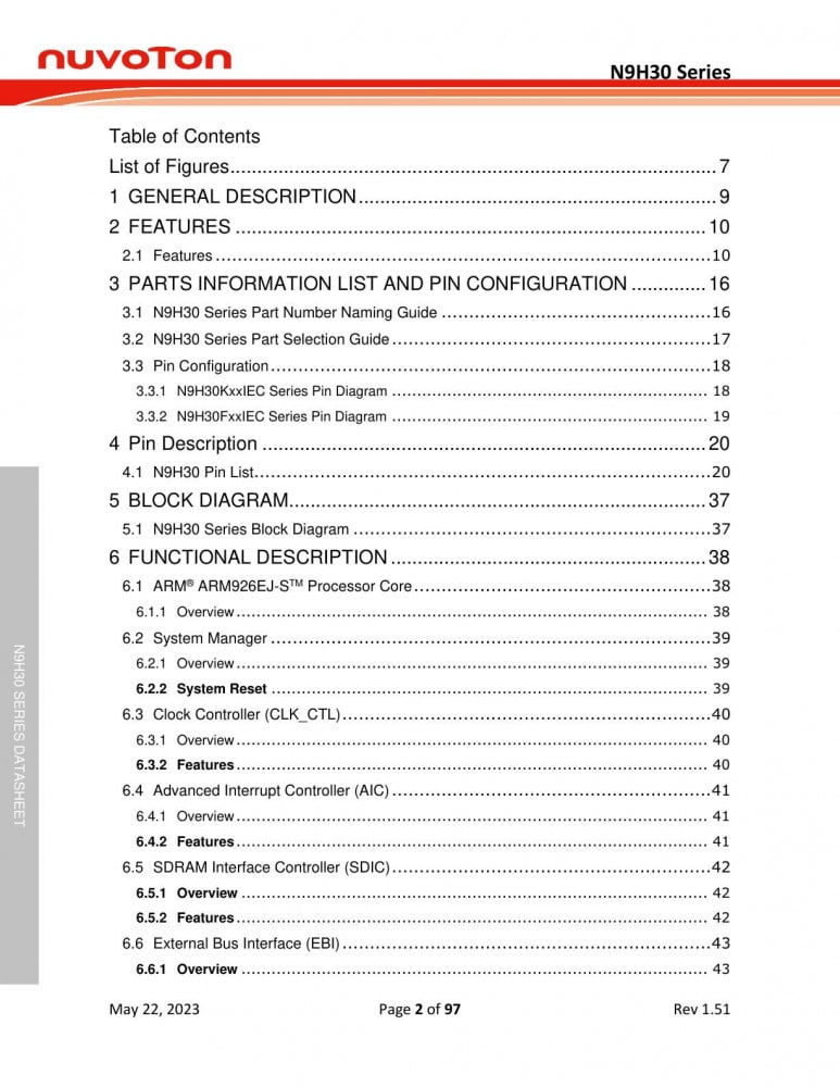N9H30 datasheet preview page 2