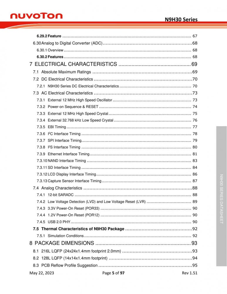 N9H30 datasheet preview page 5