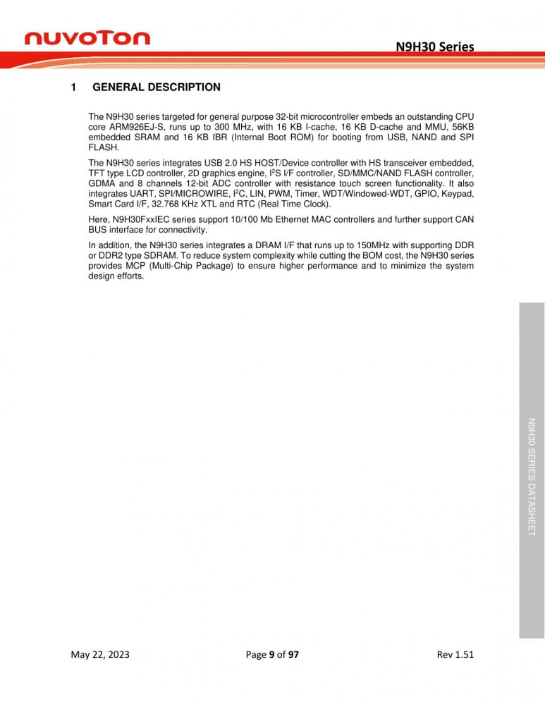 N9H30 datasheet preview page 9