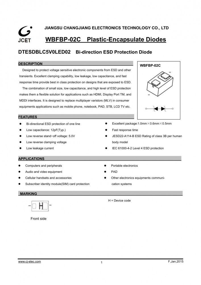 TESDBLC5V0LED02 datasheet page 1