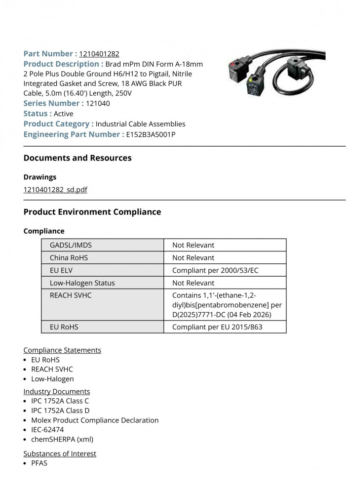 Molex customer drawing page 1