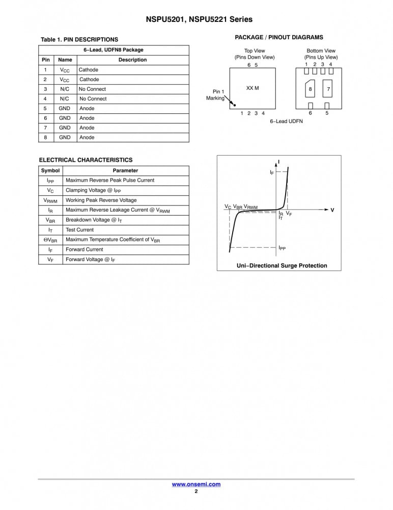 NSPU5221MUTBG datasheet page 2