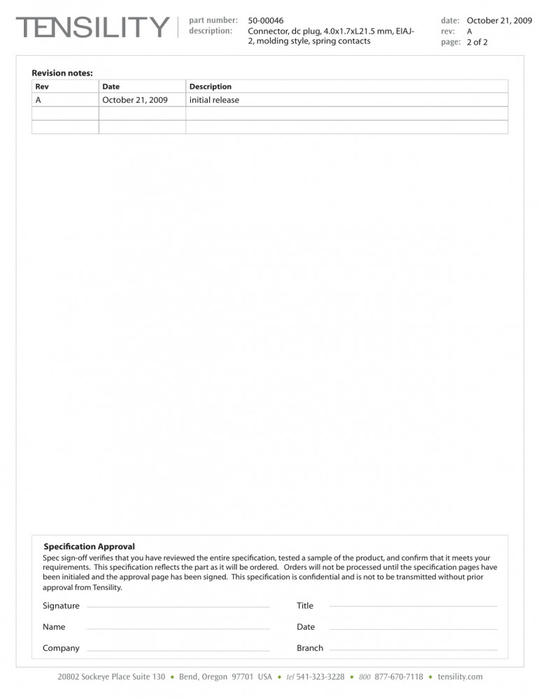 Tensility International 50-00046 technical drawing page 2