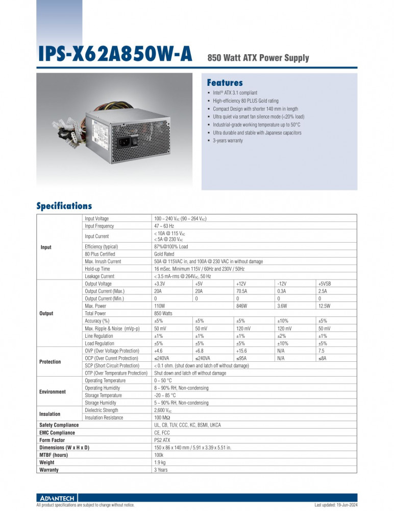 IPS-X62A850W-A technical document page 1