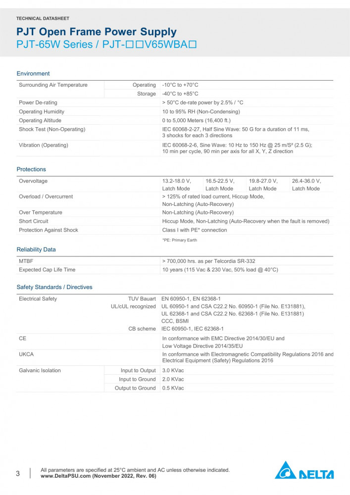 DELTA PJT datasheet page 3