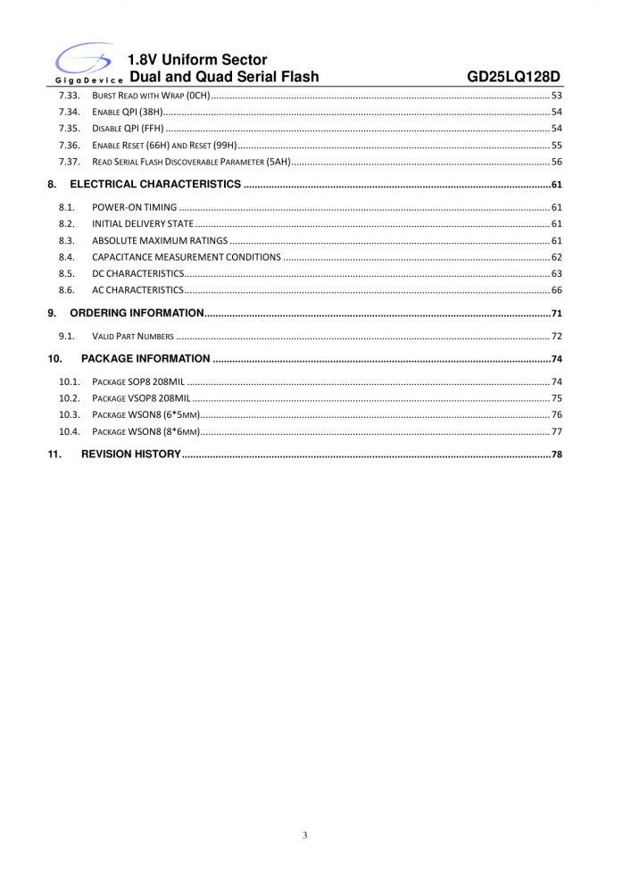 GD25LQ128D datasheet page 3