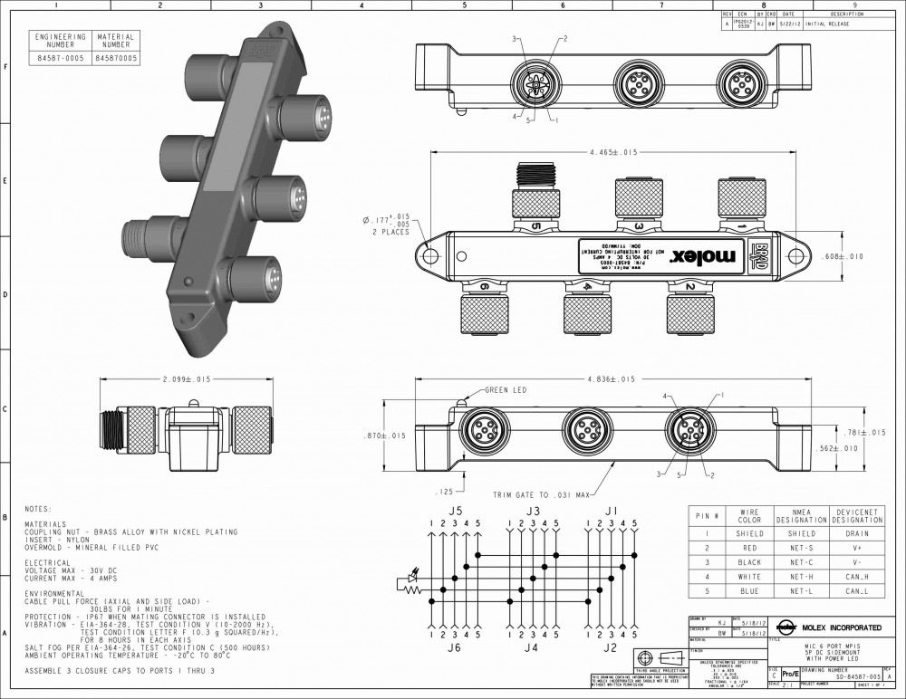 0845870005 product engineering drawing