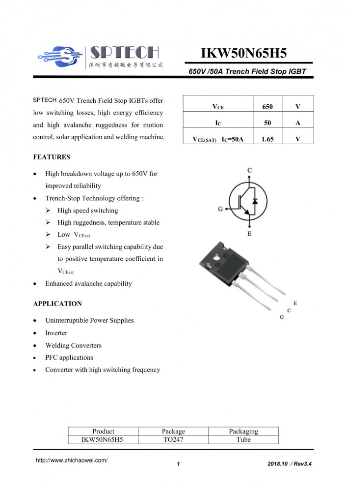 IKW50N65H5 datasheet page 1