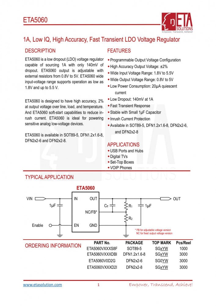 ETA5060 datasheet page 1