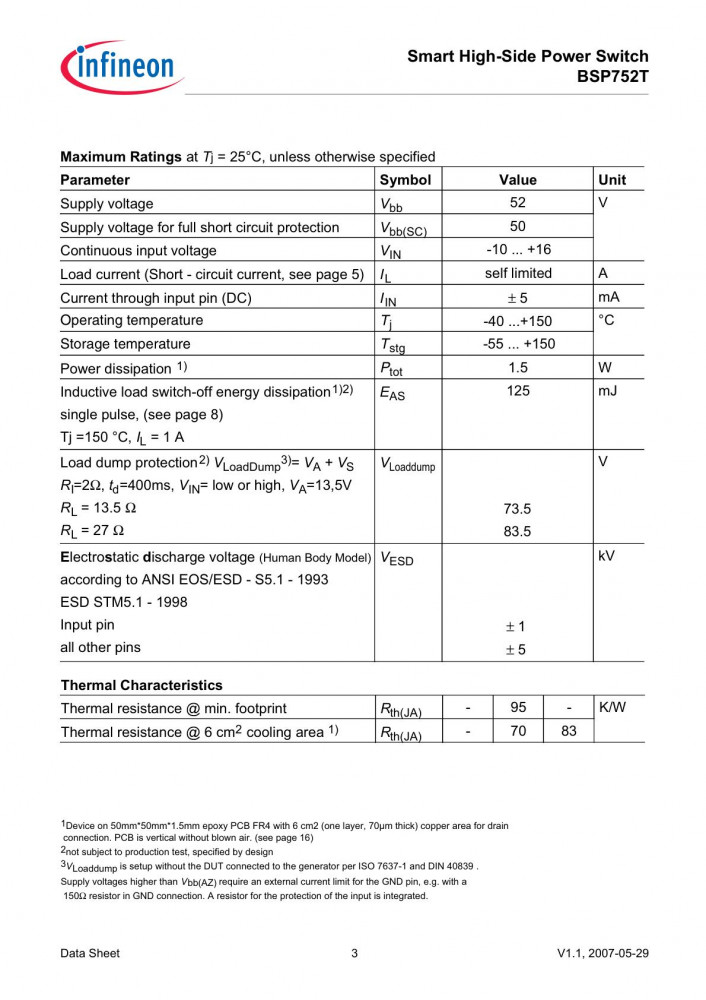 BSP75-E6433 datasheet page 3