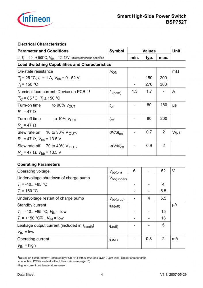 BSP75-E6433 datasheet page 4