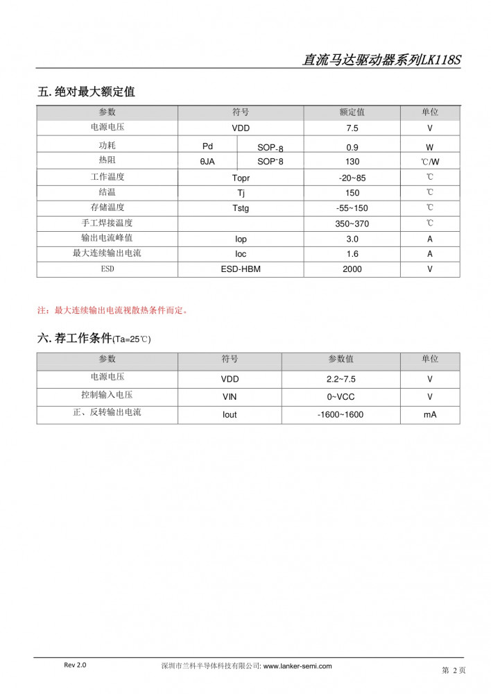 LK118S datasheet page 2
