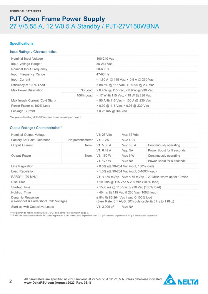 PJT-27V150WBNA datasheet page 2