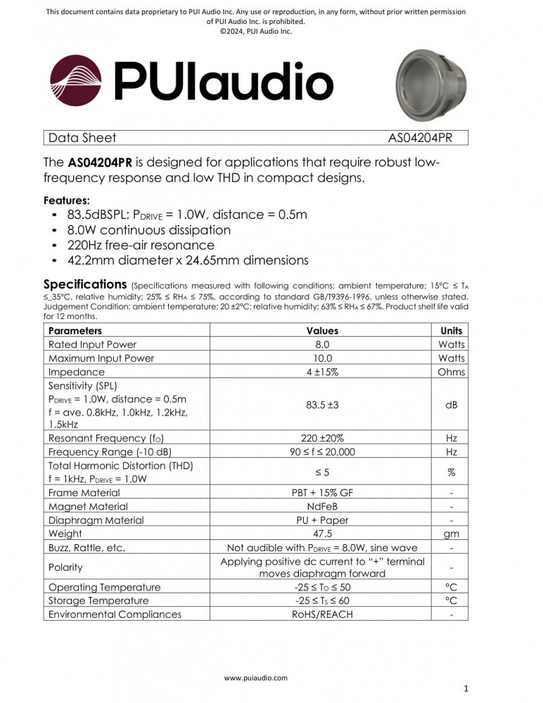 AS04204PR datasheet page 1