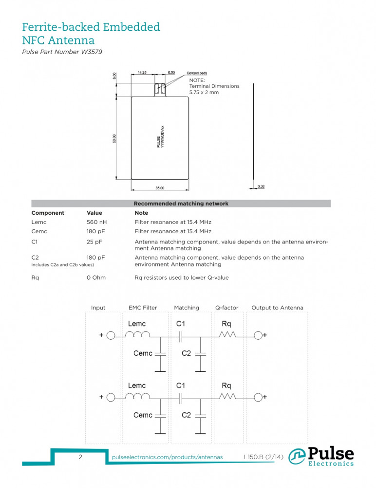 PULSE W3579 technical document page 2