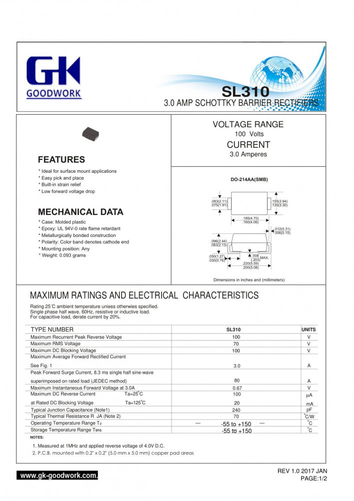 GOODWORK SL310 datasheet page 1