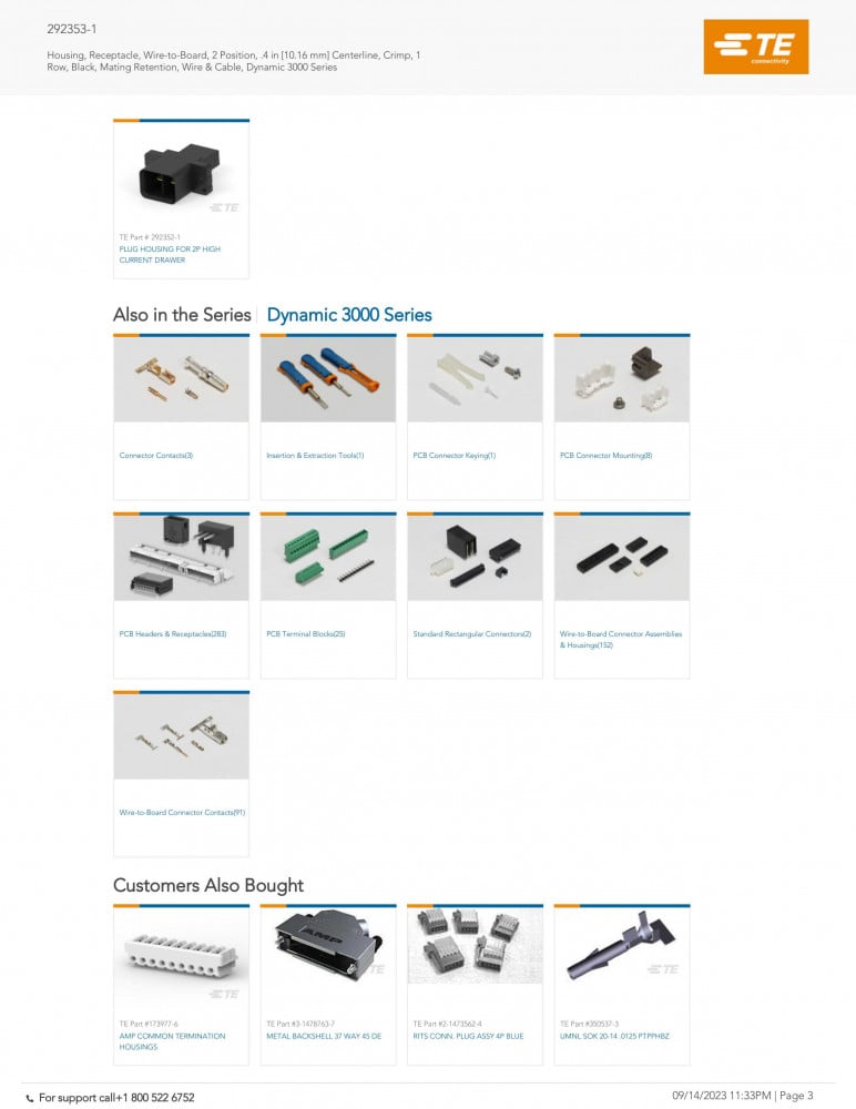 TE Connectivity 292353-1 technical document page 3