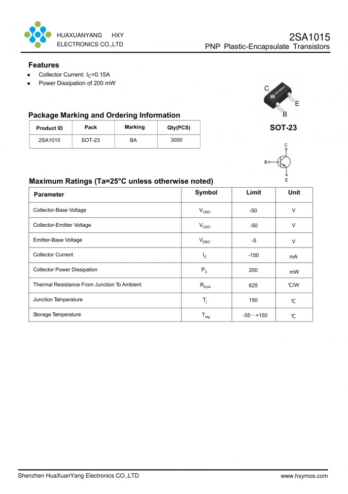 2SA1015 datasheet page 1
