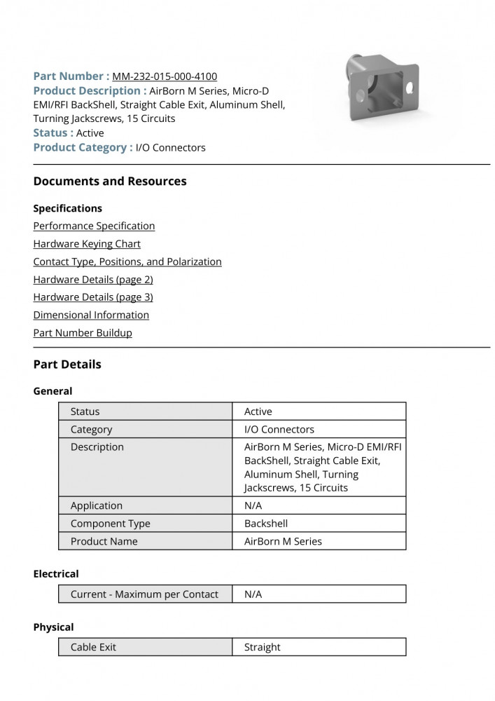 Technical document page 1 for MM-232-015-000-4100