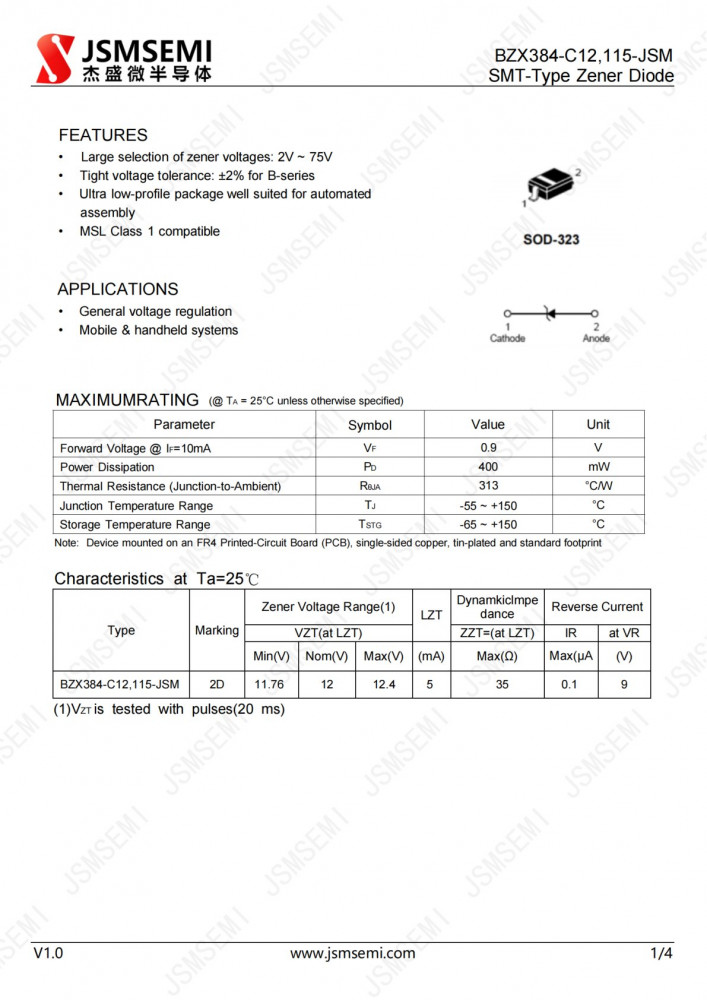 BZX384-C12,115-JSM datasheet page 1