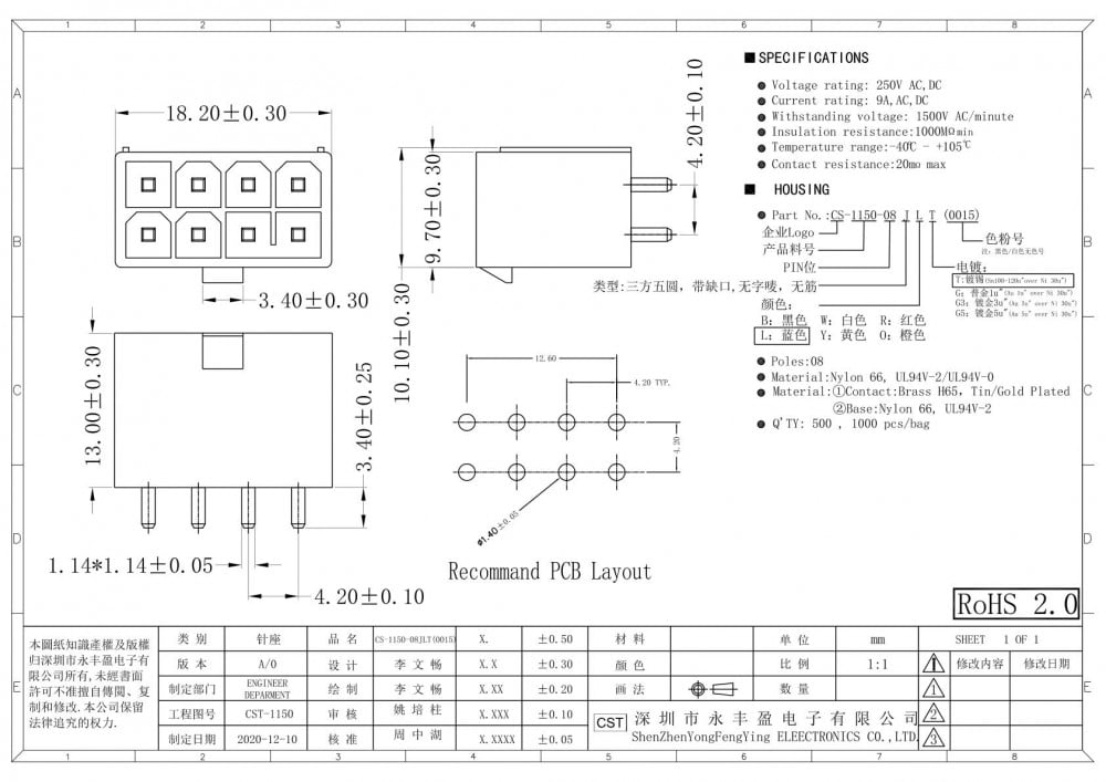 CST CS-1150-08JLT(0015) engineering drawing