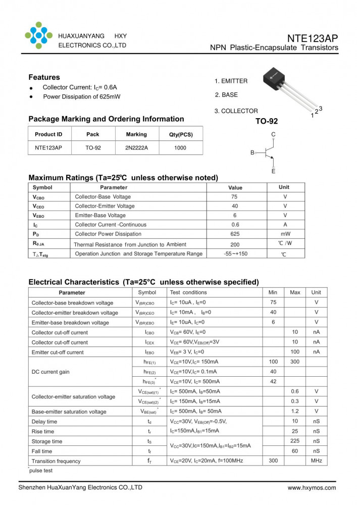 NTE123AP-HXY datasheet page 1