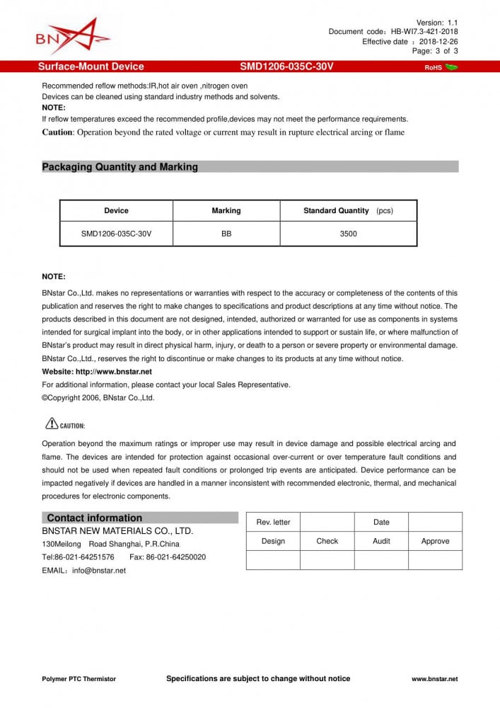 BNstar SMD1206-035C-30V datasheet page 3