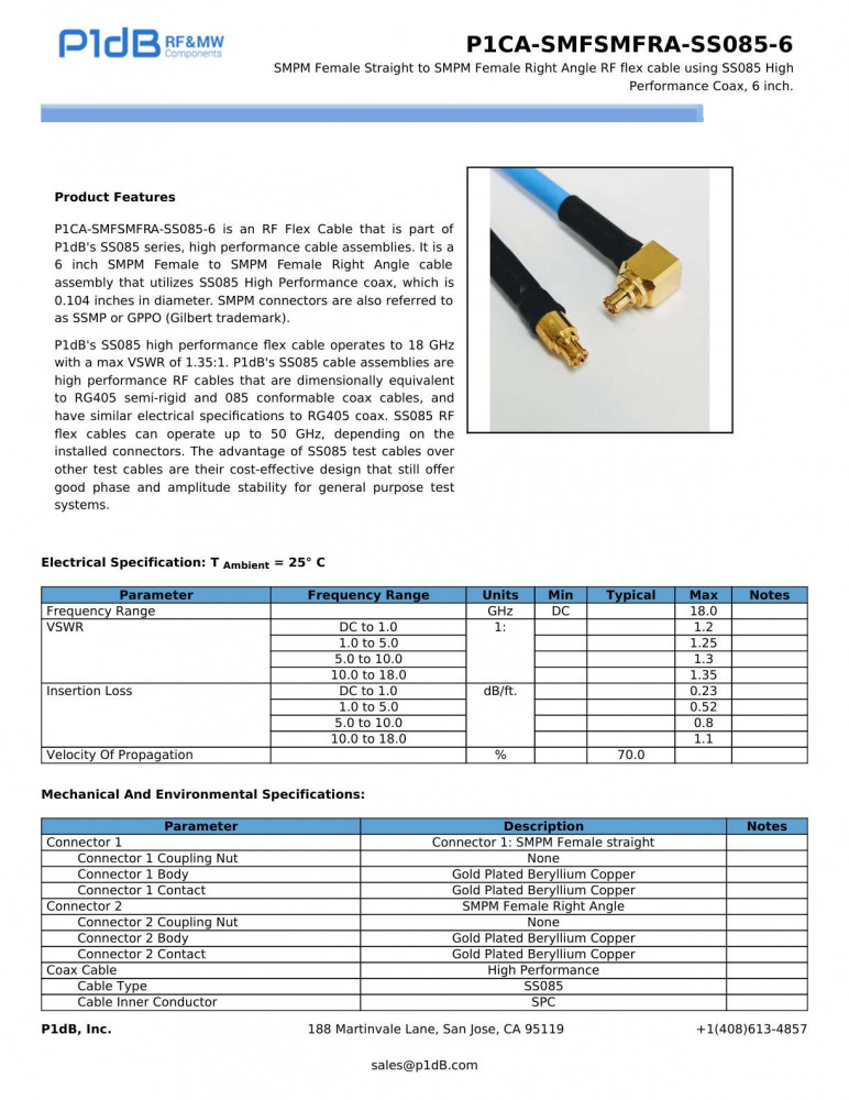 P1CA-SMFSMFRA-SS085-6 technical document image, page 1