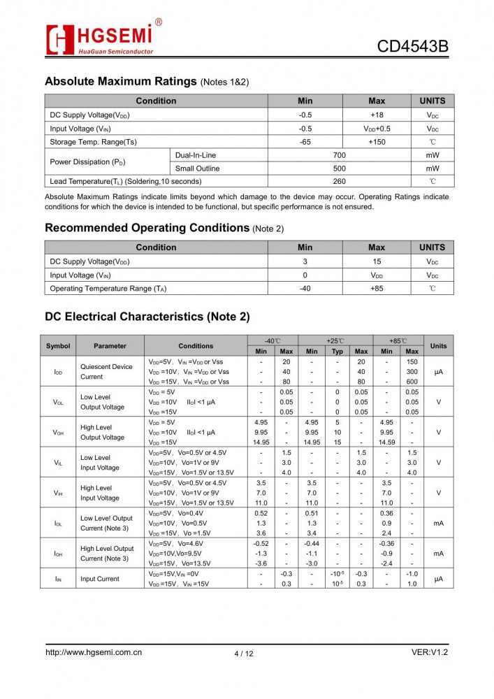 CD4543BE datasheet page 4