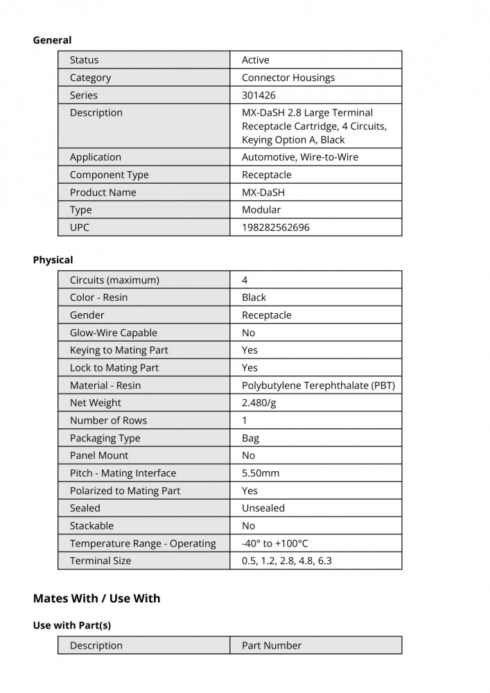 MOLEX 3014263501 product document page 2
