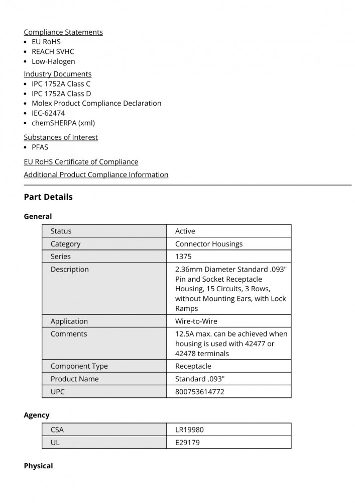 Molex .093 standard pin terminal document page 2