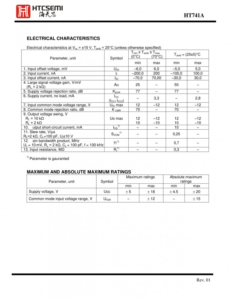 HT741ARZ datasheet page 3