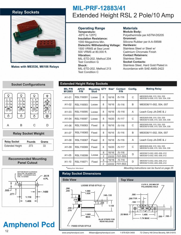 Amphenol Pcd relay socket catalog page 7