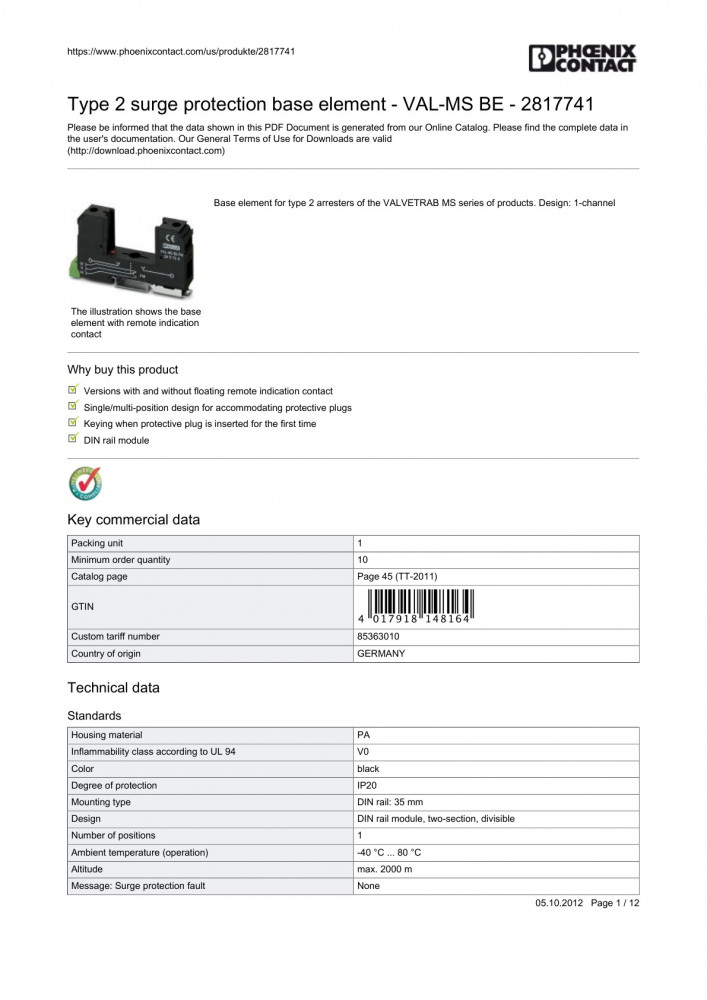 Product document page 1