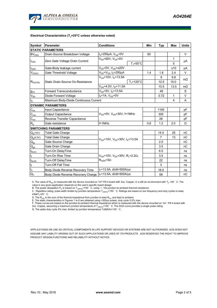 AO4264E datasheet page 2