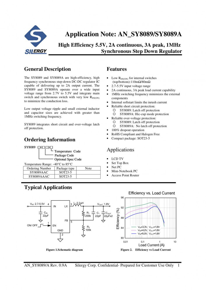 SY8089AAAC datasheet page 1