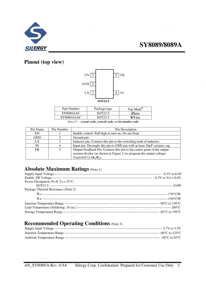 SY8089AAAC datasheet page 2