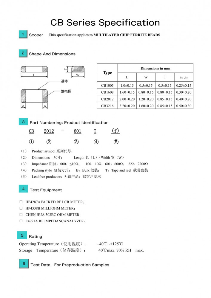 CB Series specification page 1