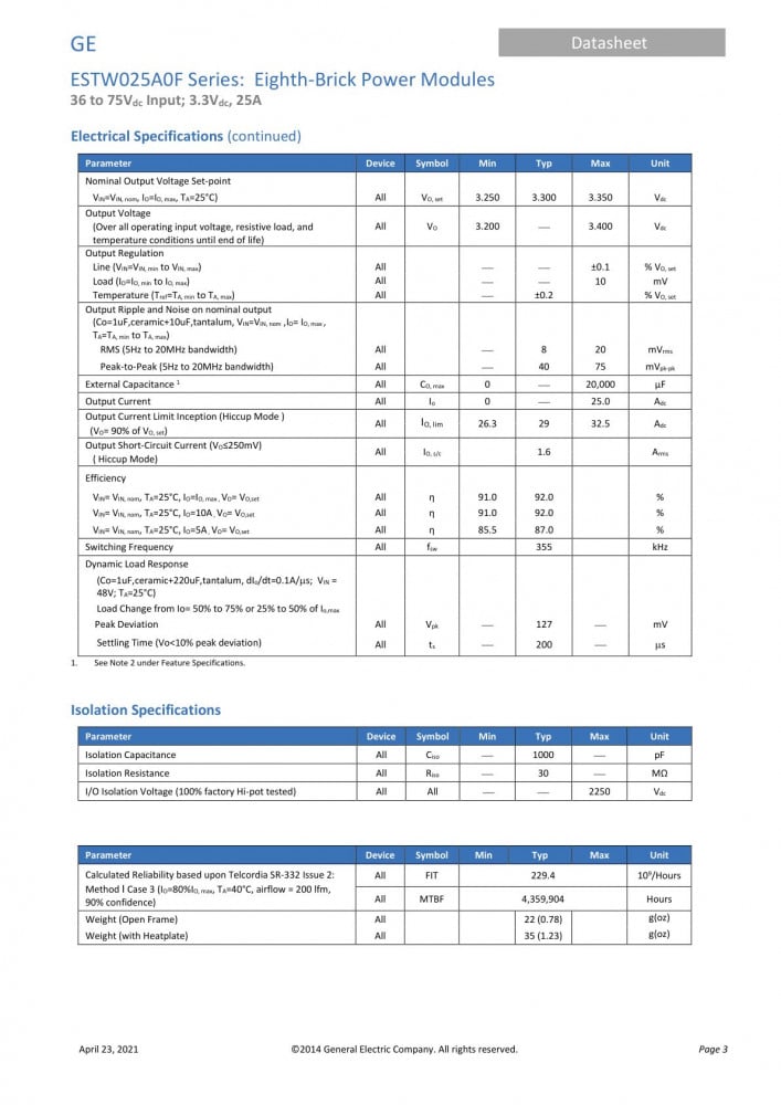 ABB ESTW025A0F41-HZ datasheet page 3