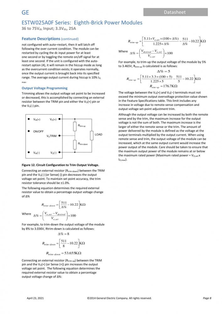 ABB ESTW025A0F41-HZ datasheet page 8