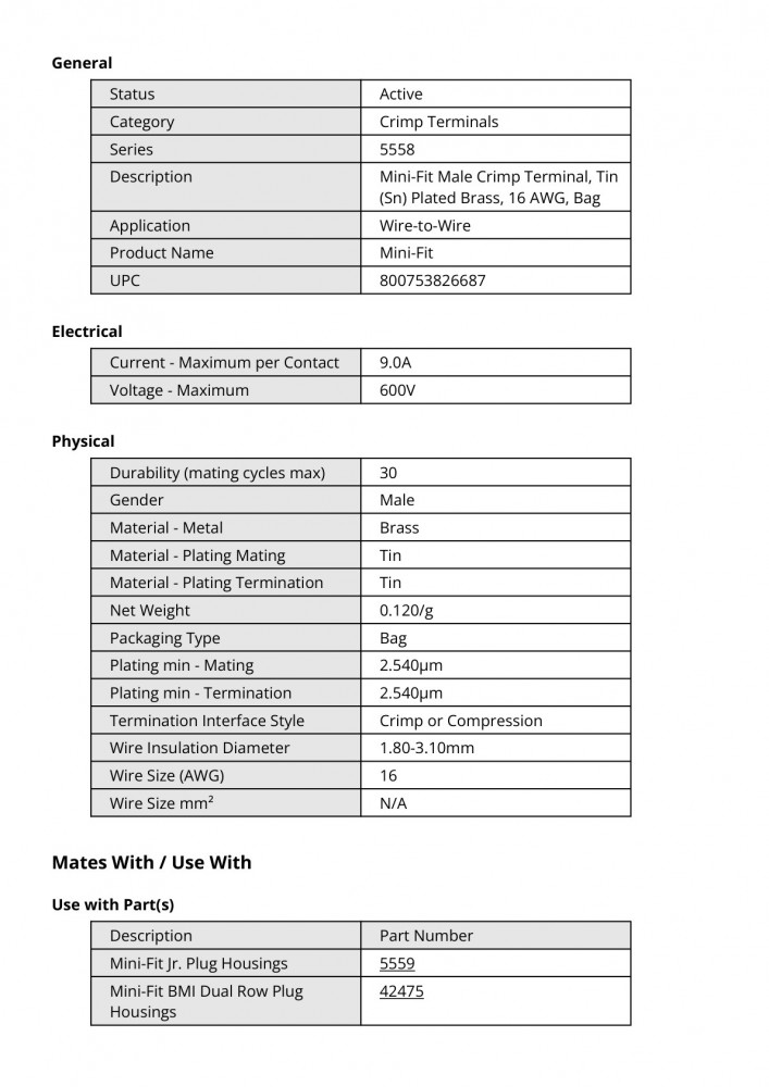 MINI-FIT connector system specification, page image 2