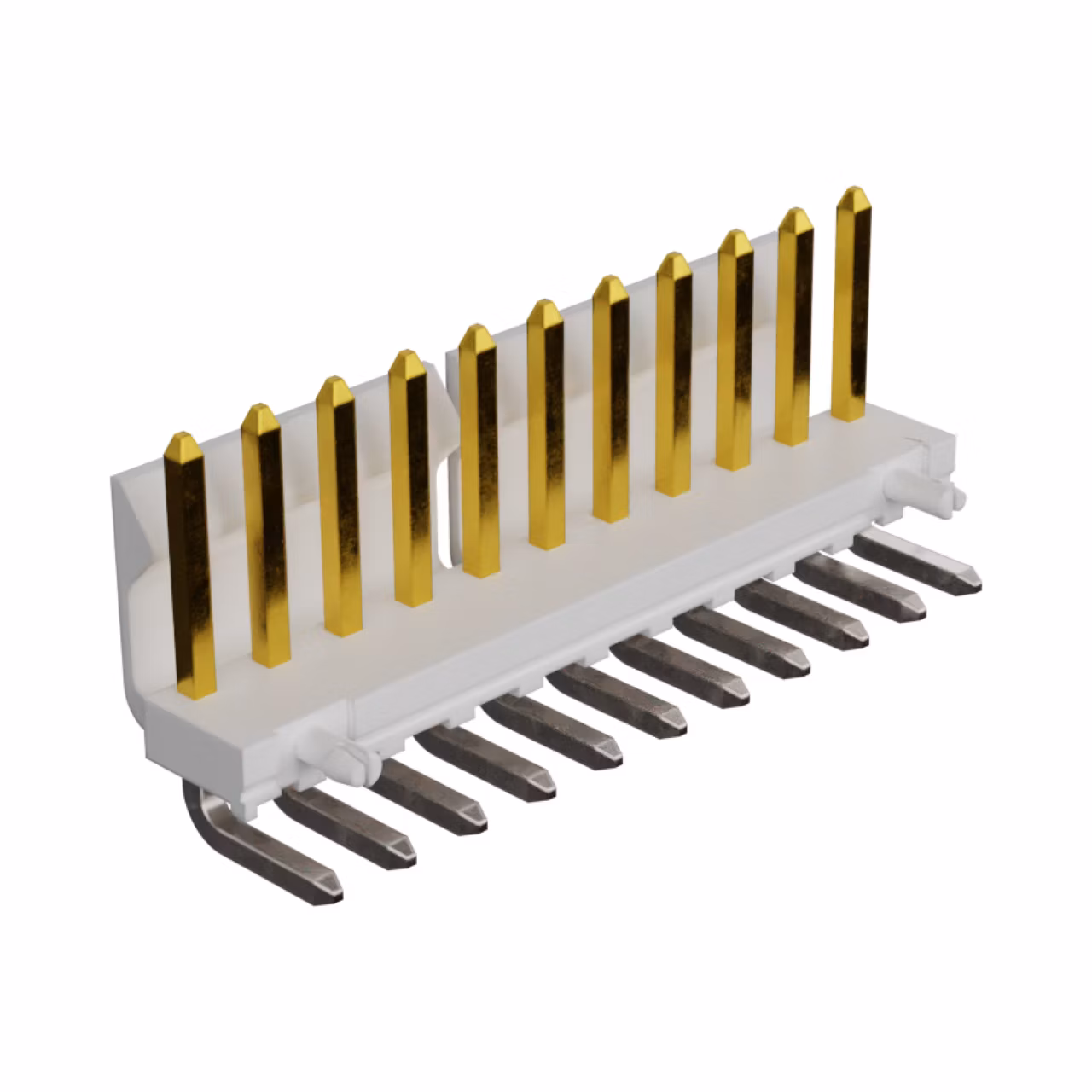 KK 396 Solid Right-Angle Header, Friction Lock, with Snap-in Plastic Peg  PCB Lock, 11 Circuits, Gold (Au) Plating for sale