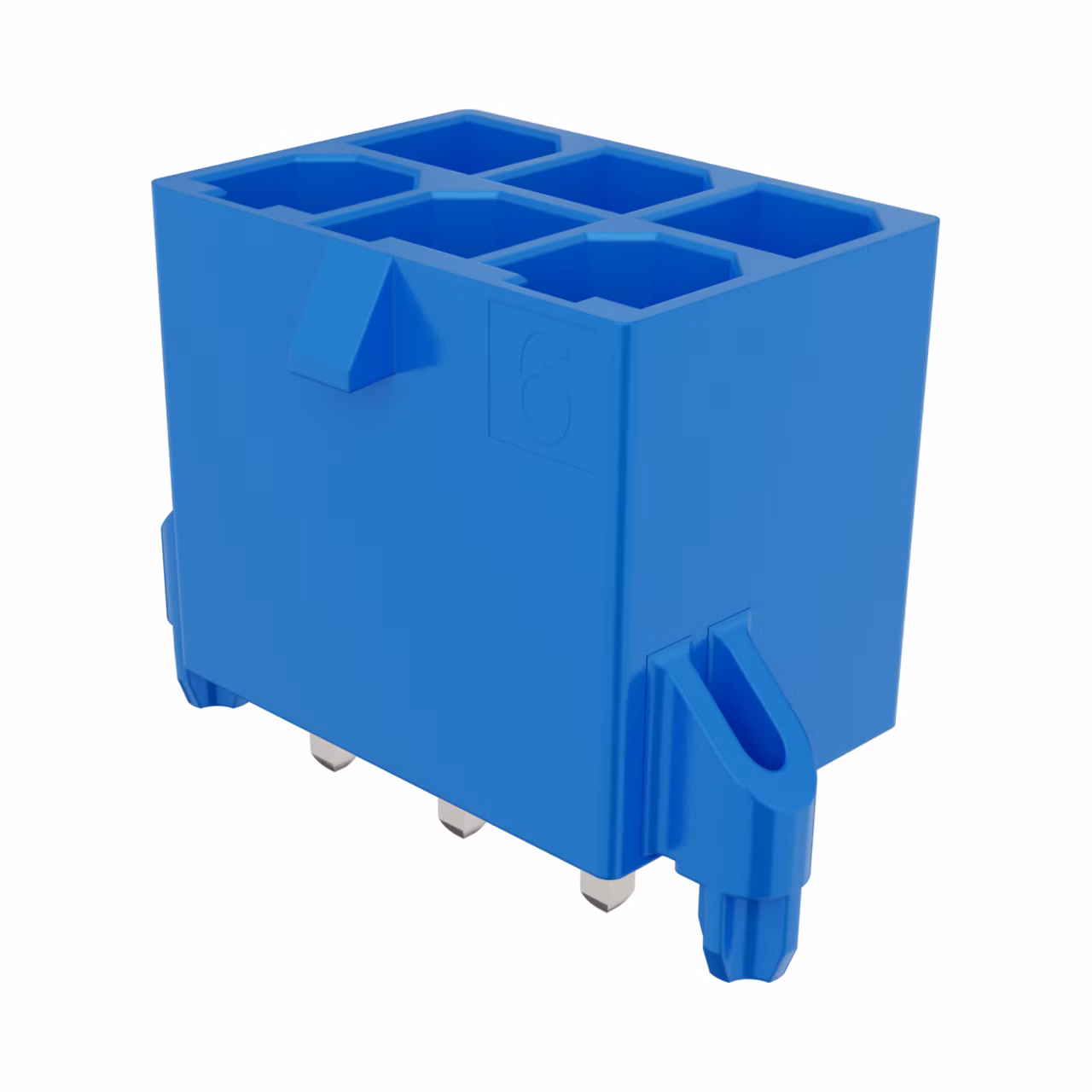 Mega-Fit ColorLock Vertical Header with Crush Pegs, 5.70mm Pitch, Through Hole, Dual Row, 6 Circuits, Matte Tin (Sn) Plating, 3.73mm Tail Length, Glow-Wire Capable, Tray, Blue for sale