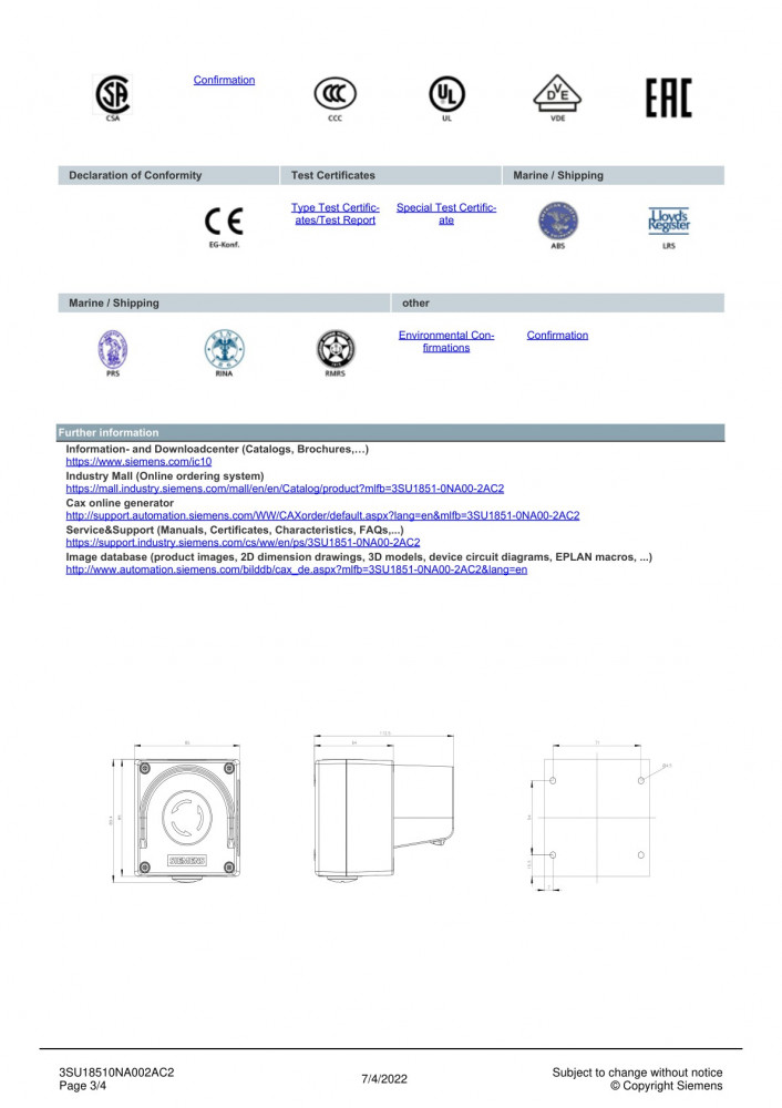 SIEMENS 3SU1851-0NA00-2AC2 datasheet page 3