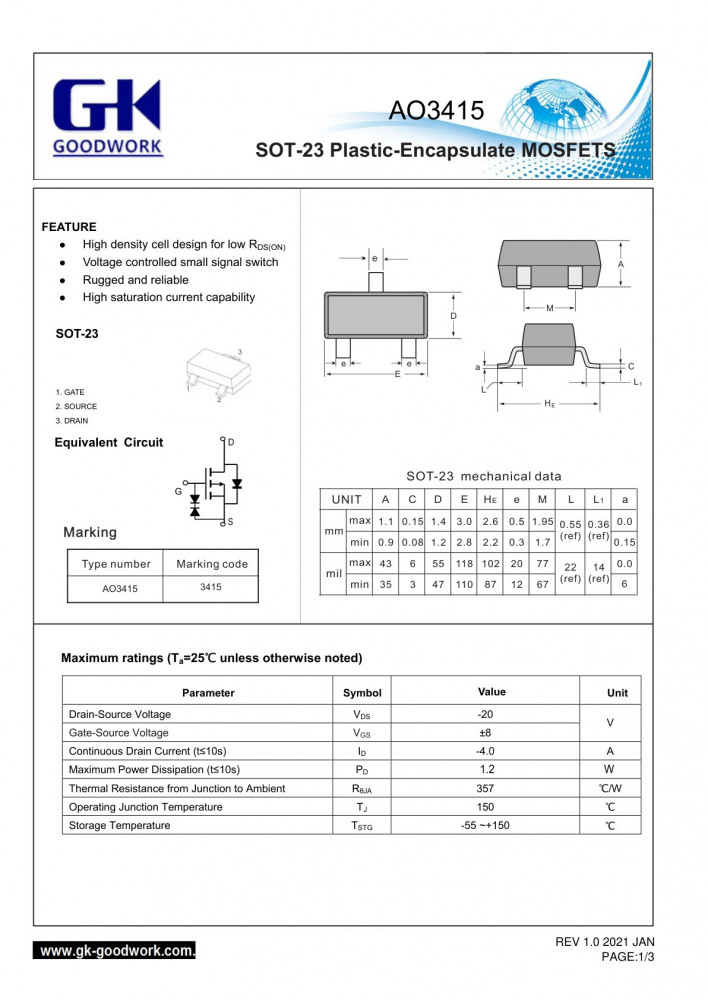 GOODWORK AO3415 technical document page 1