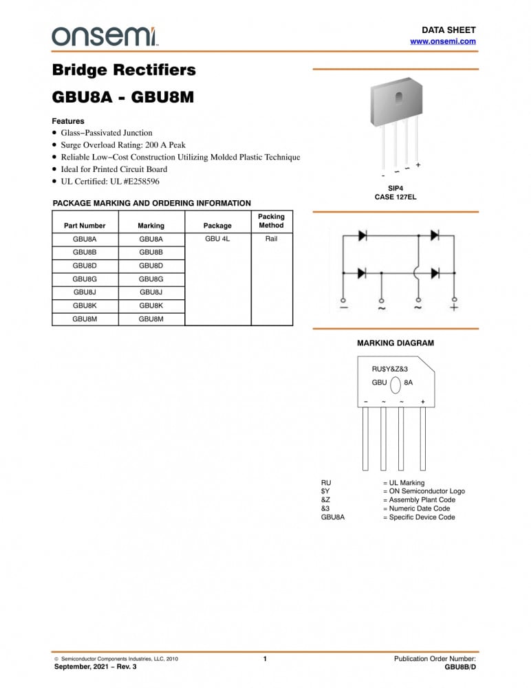 GBU8G datasheet page 1